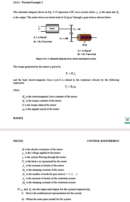 SOLVED: 3.5.2.1 Worked Example 1 The schematic diagram shown in Fig. 3.15 represents a DC servo ...