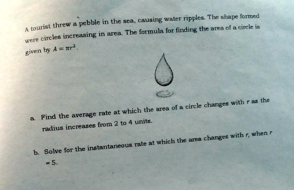 SOLVED: in the sea; causing water ripples The shape fored threw pebble ...