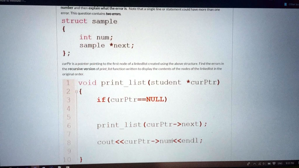 number and then explain what the error is. Note that a single line or ...