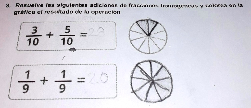 SOLVED: 3. Resuelve las siguientes adiciones de fracciones homogéneas y ... SOLVED: 3. Resuelve las siguientes adiciones de fracciones homogéneas y ...