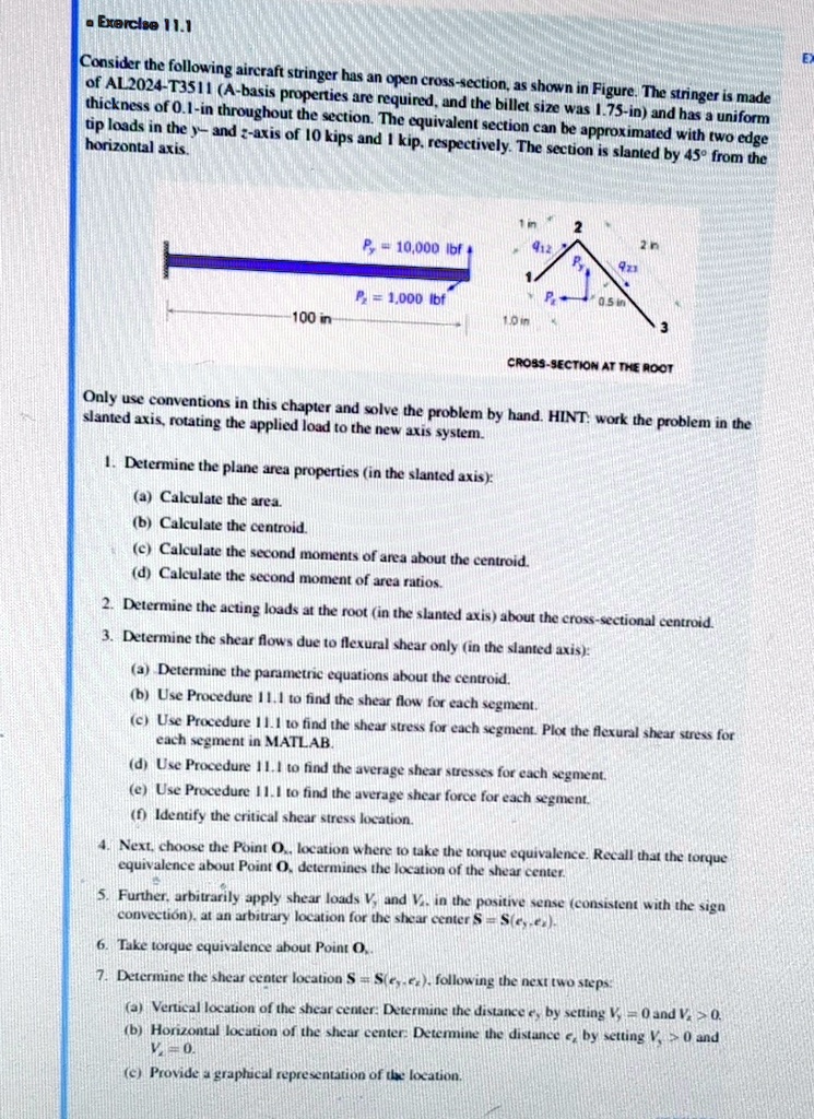 exercise 111 consider the following aircraft stringer with an open ...