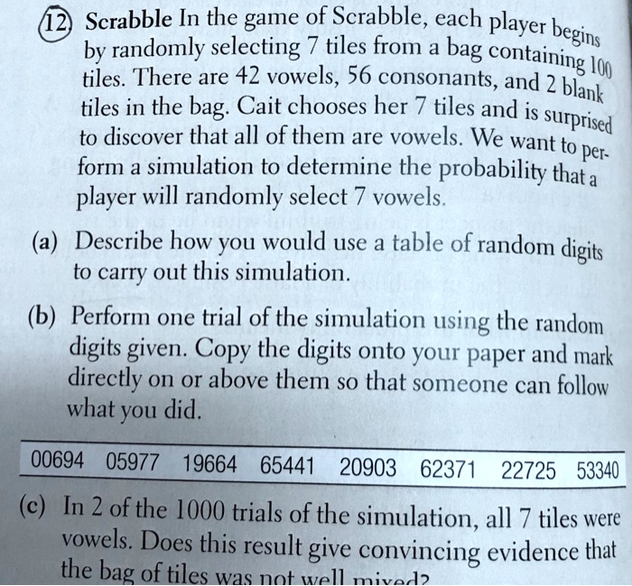 scrabble in the game of scrabble each player by randomly selecting ...