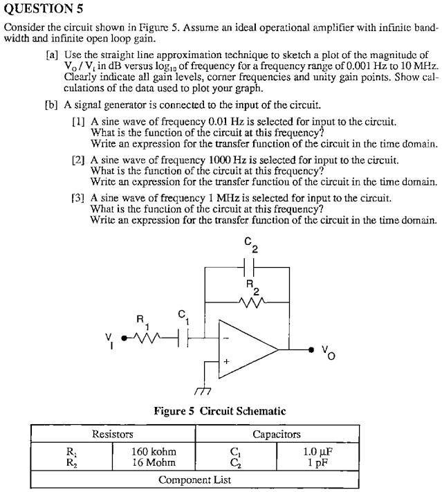 SOLVED: QUESTION 5 Consider the circuit shown in Figure 5. Assume an ideal operational amplifier ...