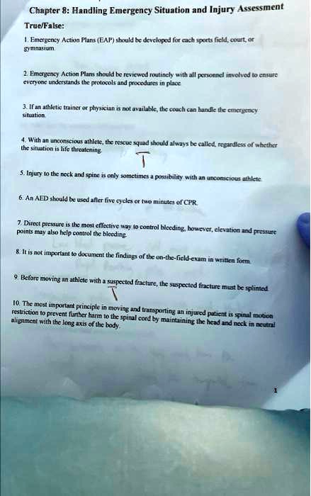 Chapter 8: Handling Emergency Situation and Injury Assessment True ...