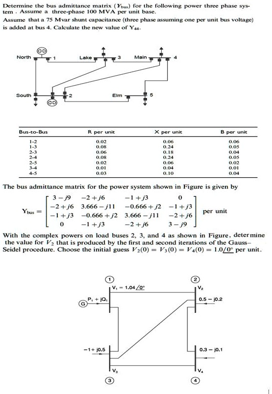 SOLVED: Determine the bus admittance matrix (Ybus) for the following power three-phase system ...