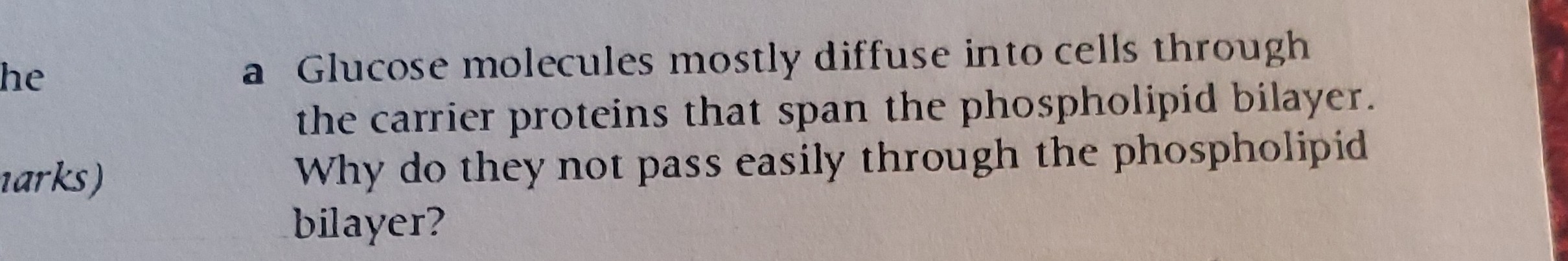 a glucose molecules mostly diffuse in to cells through the carrier ...