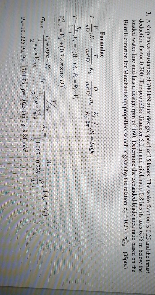 SOLVED: TE J = P + pgh - Pr VoR = V + (0.7 x n x D) Formulae PD KJ 1. ...