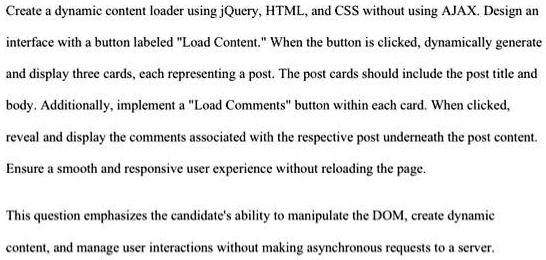Solved Text Web Script Language Create A Dynamic Content Loader Using Jquery Html And Css