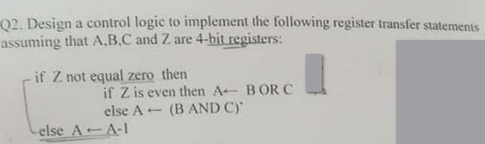 SOLVED: Q2. Design a control logic to implement the following register transfer statements ...