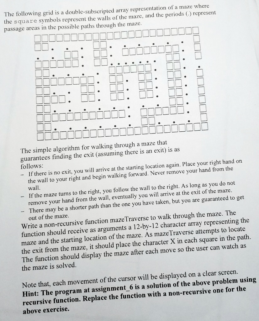 SOLVED: The square symbols represent the walls of the maze, and the ...