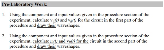 pre laboratory work using the component and input values given in the ...