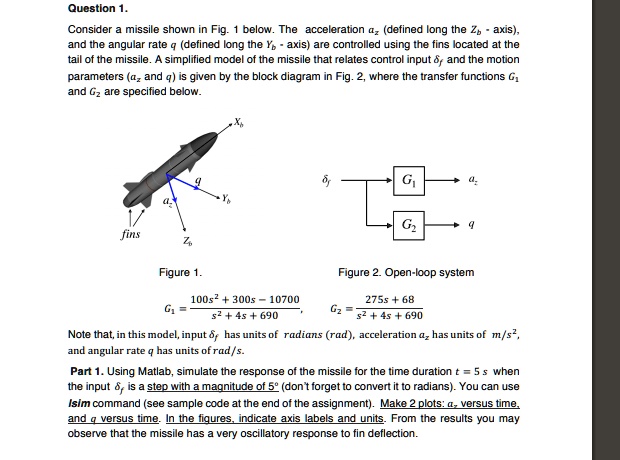 Question 1. Consider a missile shown in Fig. 1 below. The acceleration ...