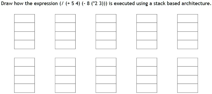 Draw how the expression (/ (+ 5 4) (-8 (*2 3))) is executed using a ...