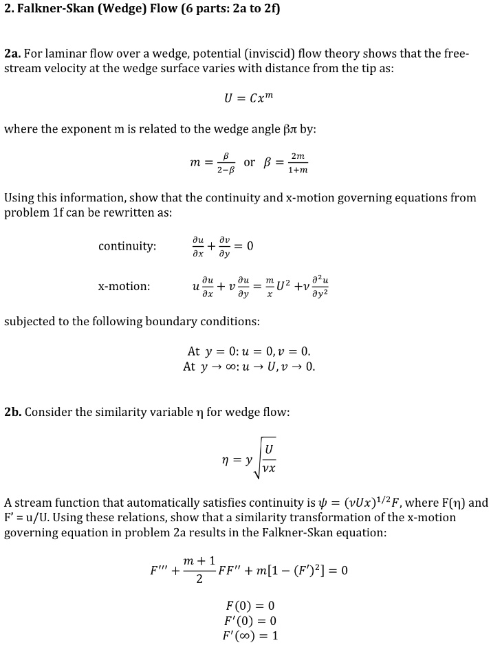 2falkner skan wedge flow 6 parts 2a to 2f 2a for laminar flow over a wedge potential inviscid ...