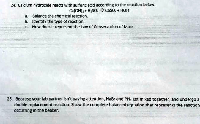 SOLVED: Calcium hydroxide reacts with sulfuric acid according to the ...