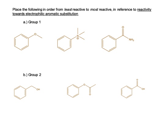 SOLVED: Place the following order from east reactive most reactive, in reference reactivtx ...