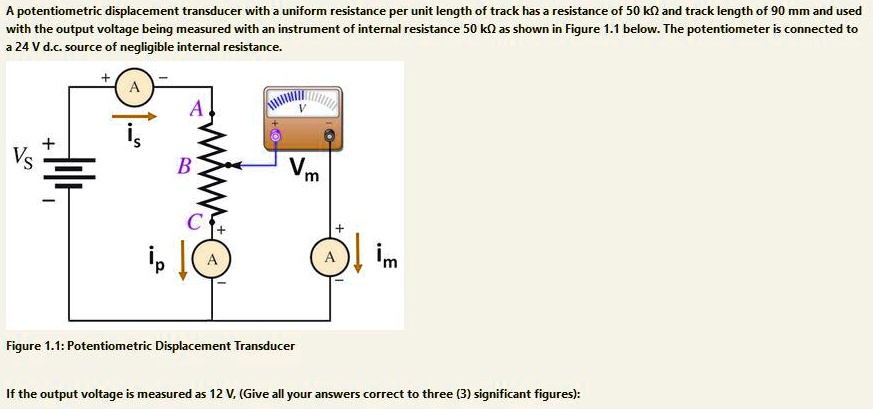 SOLVED: The following diagram: a) Determine the resistance of the potentiometer across node A ...