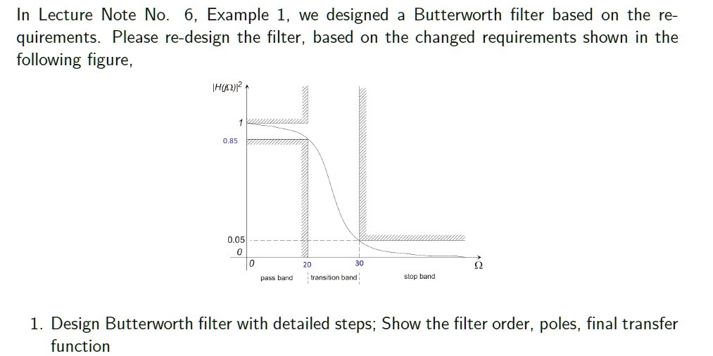 SOLVED: In Lecture Note No. 6, Example 1, we designed a Butterworth ...
