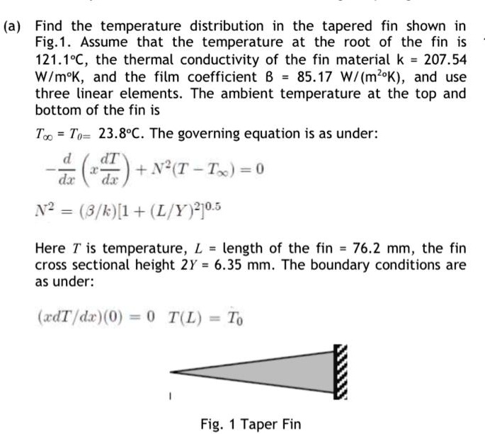 Solved Find The Temperature Distribution In The Tapered Fin Shown In