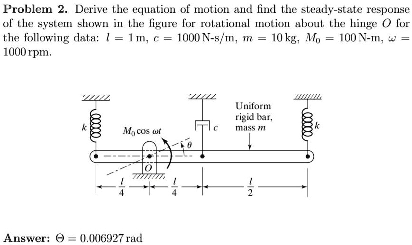 problem 2 derive the equation of motion and find the steady state response of the system shown ...