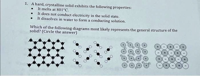 1. A hard, crystalline solid exhibits the following properties: • It ...