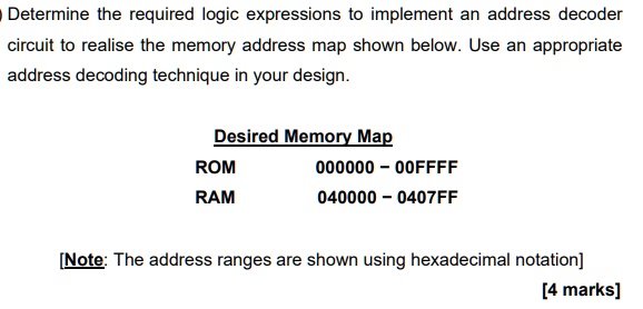 Solved Determine The Required Logic Expressions To Implement An Address Decoder Circuit To 0049