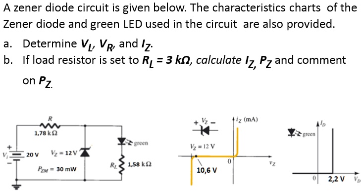 SOLVED: A zener diode circuit is given below. The characteristics ...
