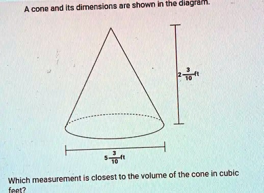 SOLVED: A cone and its dimensions are shown in the diagram: Which ...