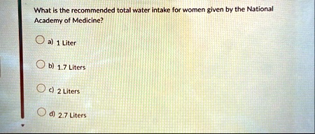 what is the recommended total water intake for women given by the ...