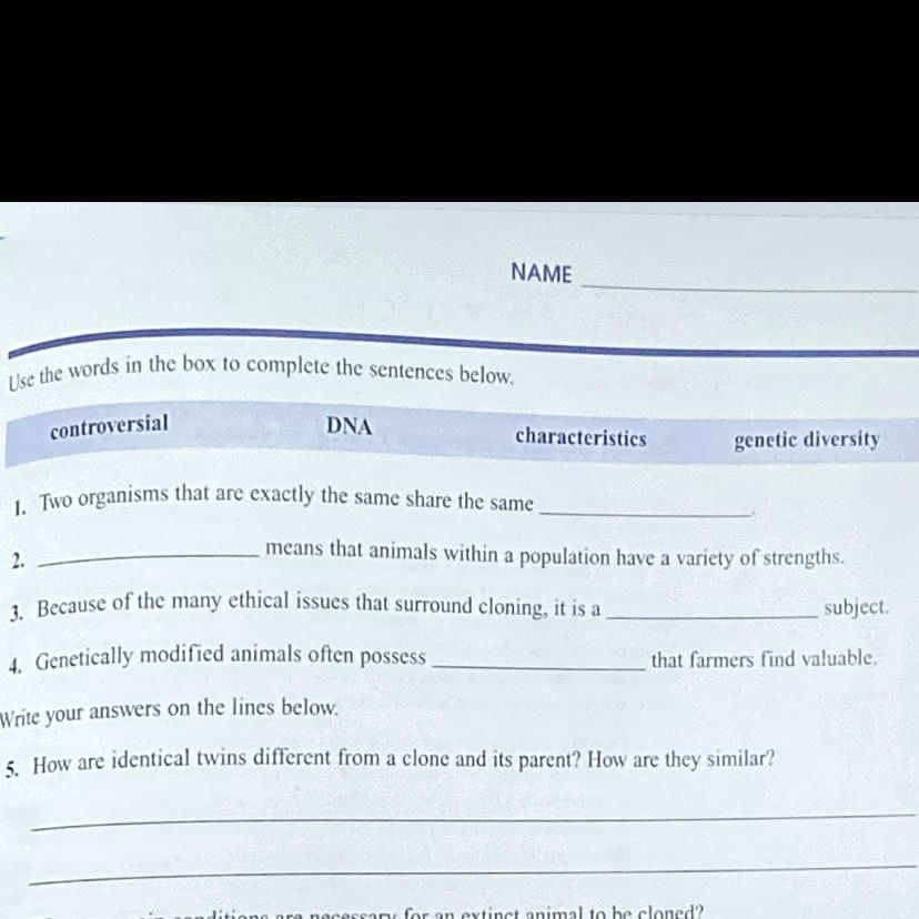 SOLVED: 'Two organisms that are exactly the same share the same NAME ...