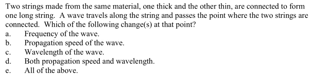 SOLVED: Two strings made from the same material, one thick and the ...