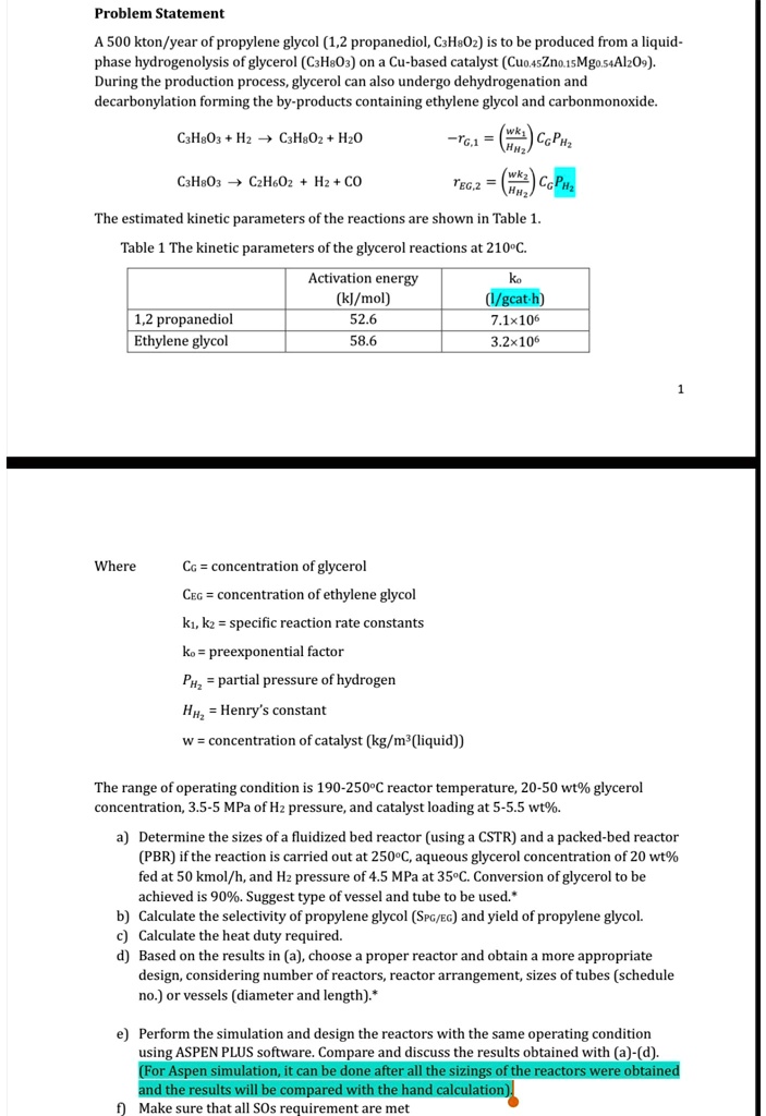 a determine the sizes of a fluidized bed reactor using a cstr and a ...