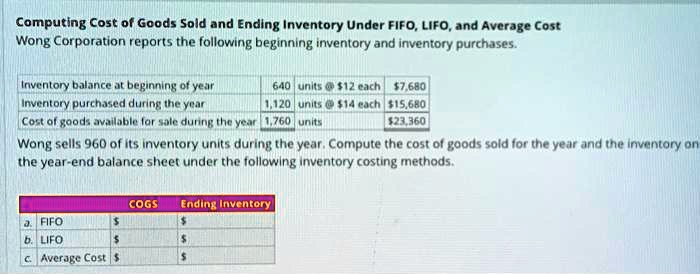 Computing Cost of Goods Sold and Ending Inventory Under FIFO, LIFO, and ...