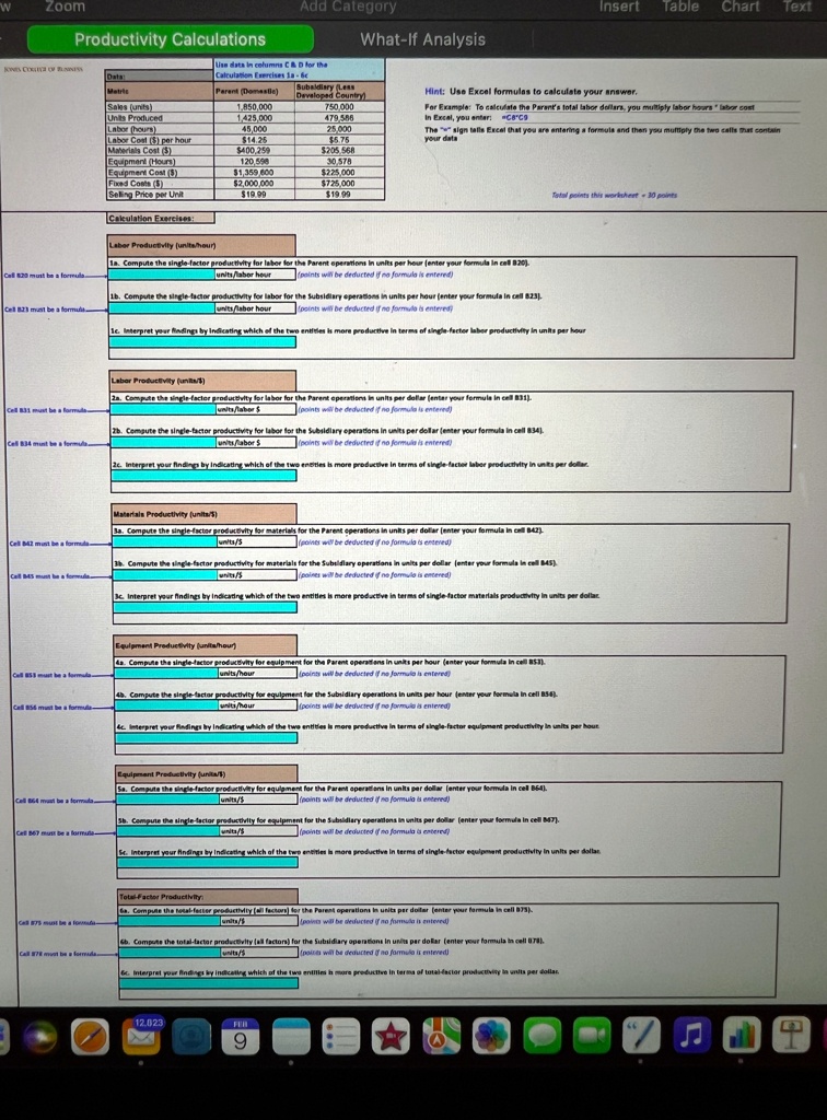 Zoom Add Category Insert Table Chart Text Productivity Calculations What-If Analysis Data: Wire ...