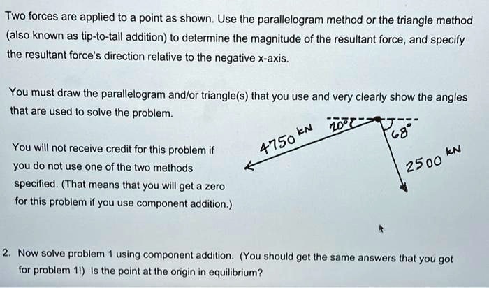 Two forces are applied to a point as shown. Use the...