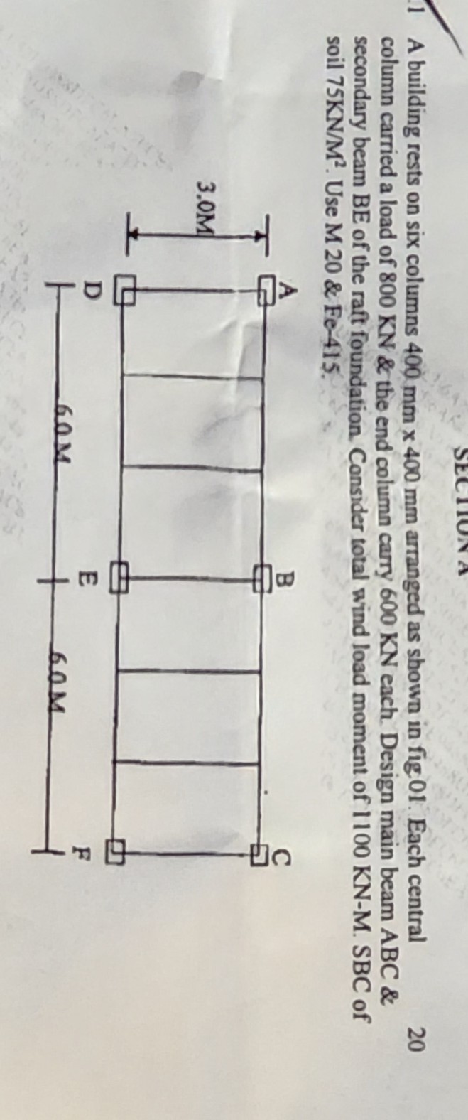 1 A building rests on six columns 400 mm× 400 mm arranged as shown in ...