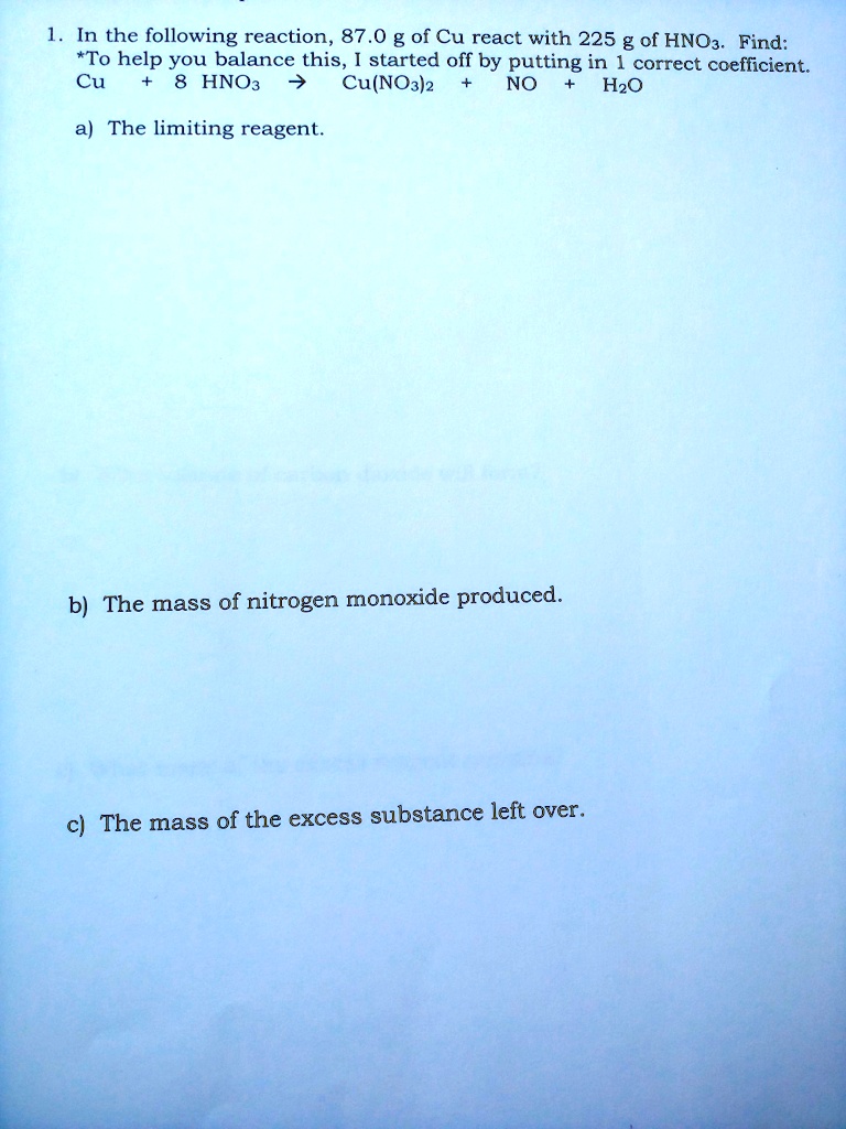 SOLVED:"please help, I'm struggling with stoichiometry In the following ...