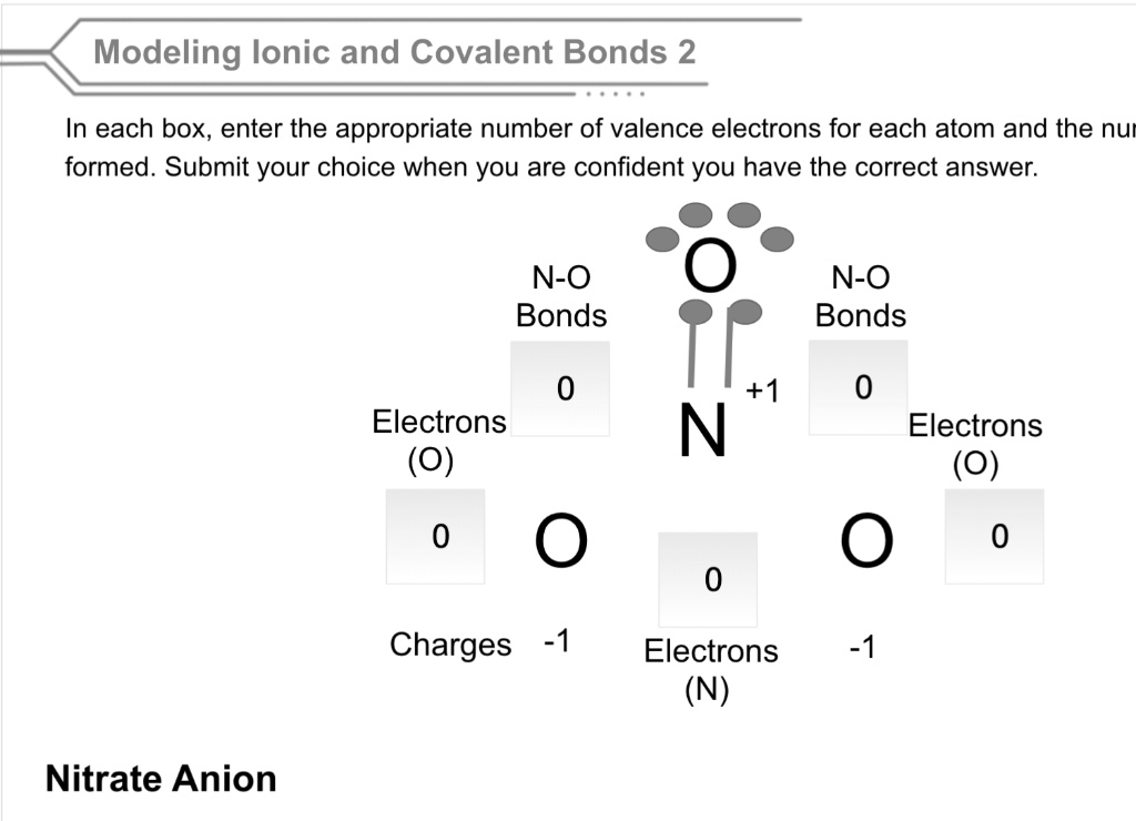 modeling ionic and covalent bonds 2 in each box enter the appropriate ...
