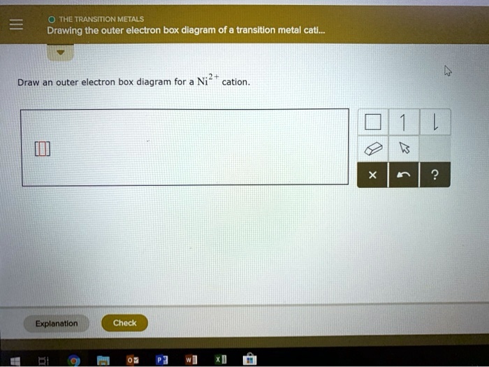 Draw an outer electron box diagram for a Ni^2+ cation.