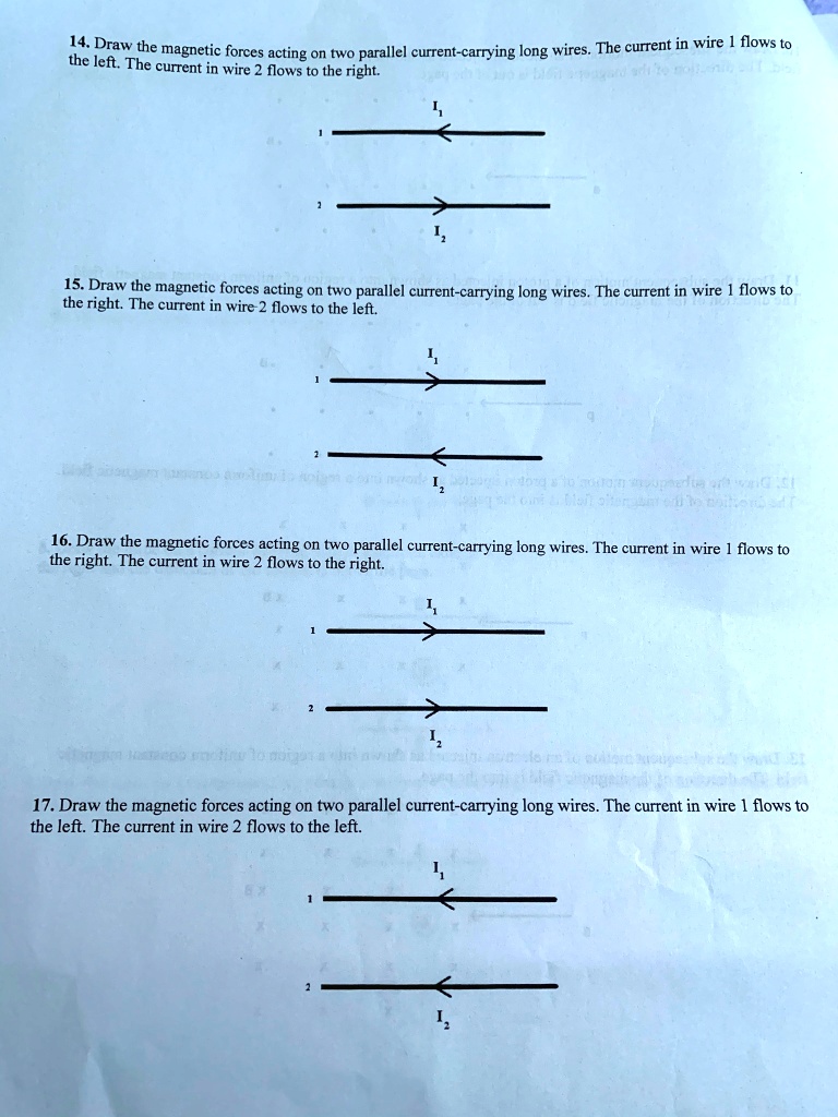 SOLVED: Draw the magnetic forces acting 0n two parallel current ...