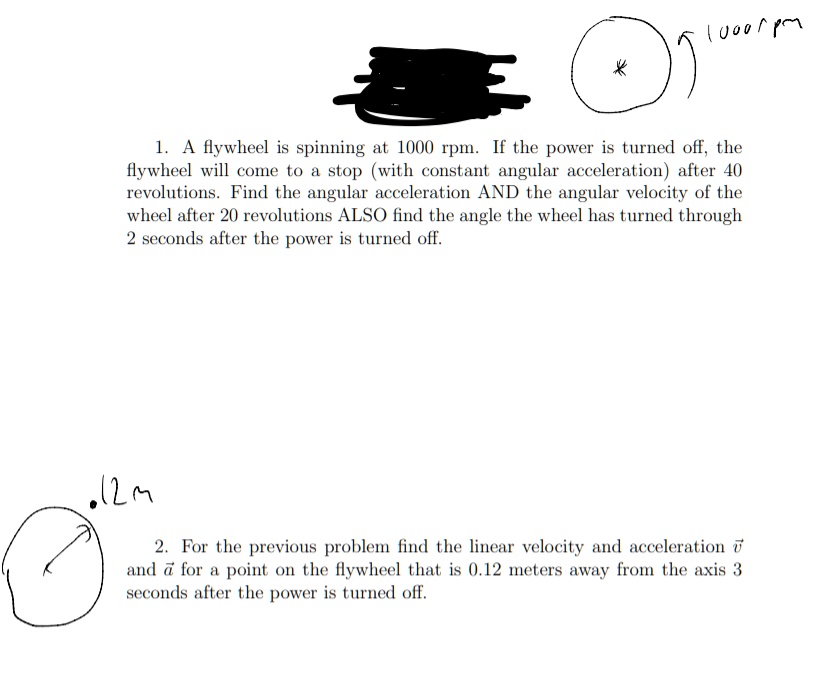 SOLVED: (Vov / ( 1 A flywheel is spinning at 1000 pm If the power is ...