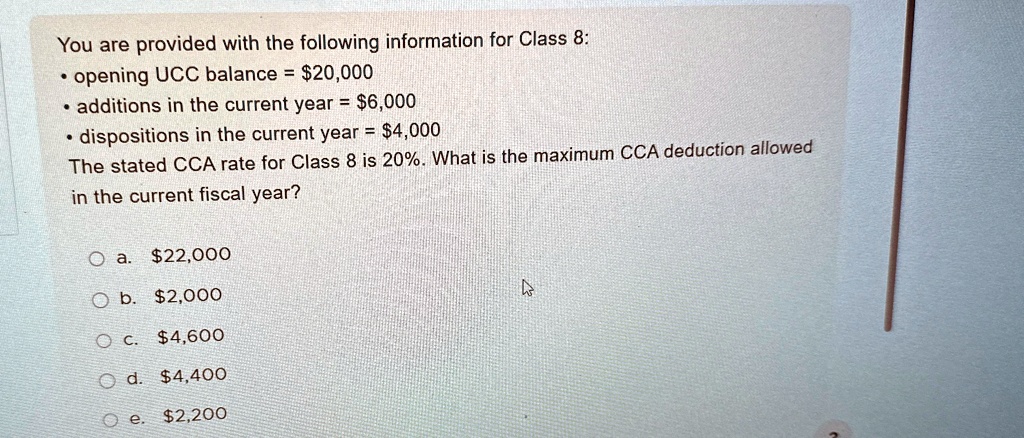 SOLVED: You are provided with the following information for Class 8 ...