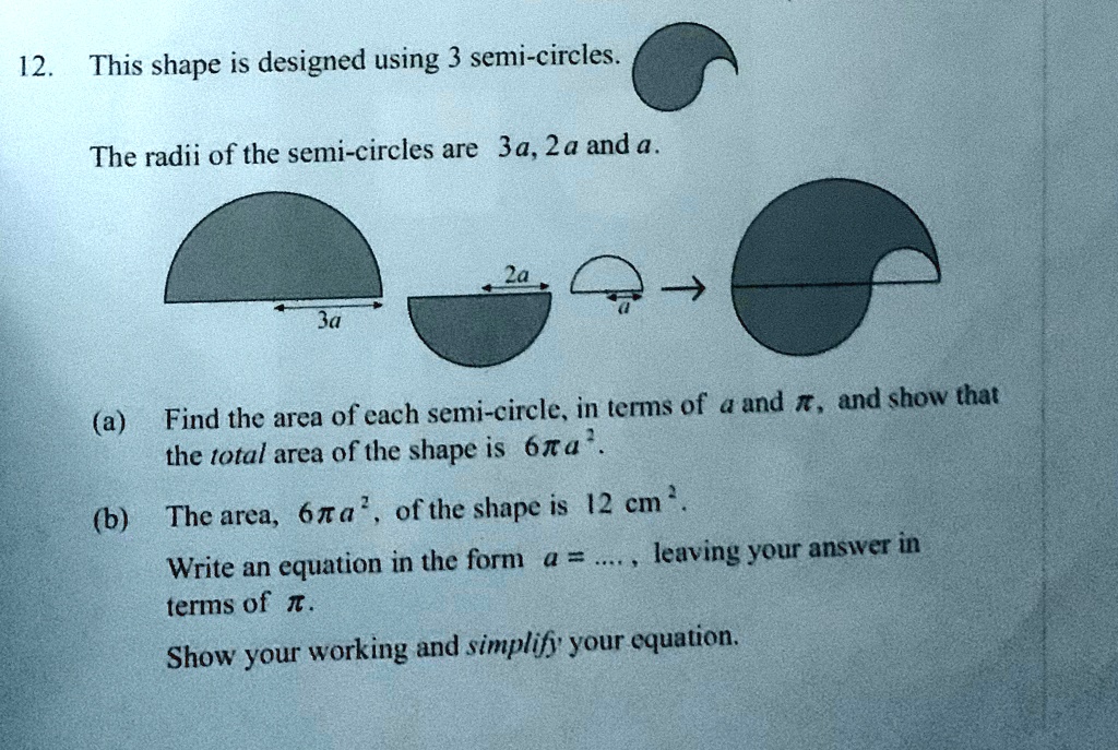 This shape is designed using 3 semi-circles. The radii of the semi ...