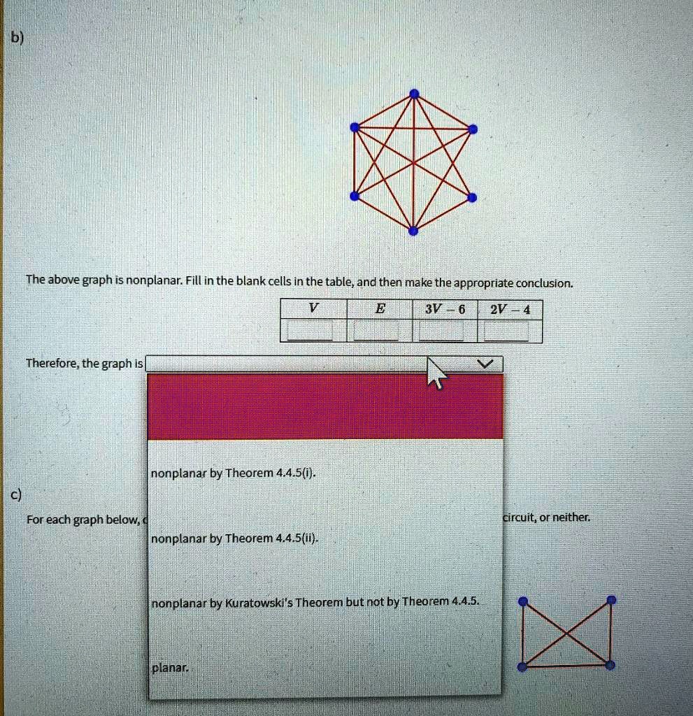 [GET ANSWER] the above graph is nonplanar fill in the blank cells in ...