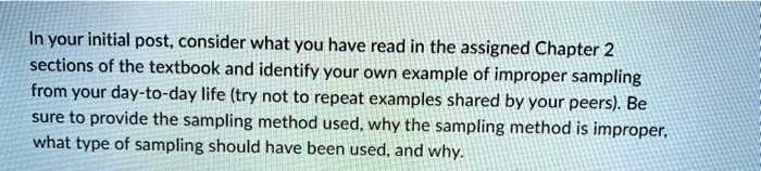 In your initial post; consider what you have read in the assigned Chapter 2 sections of the ...