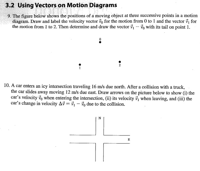 SOLVED: 3.2 Using Vectors on Motion Diagrams The figure below shows the ...