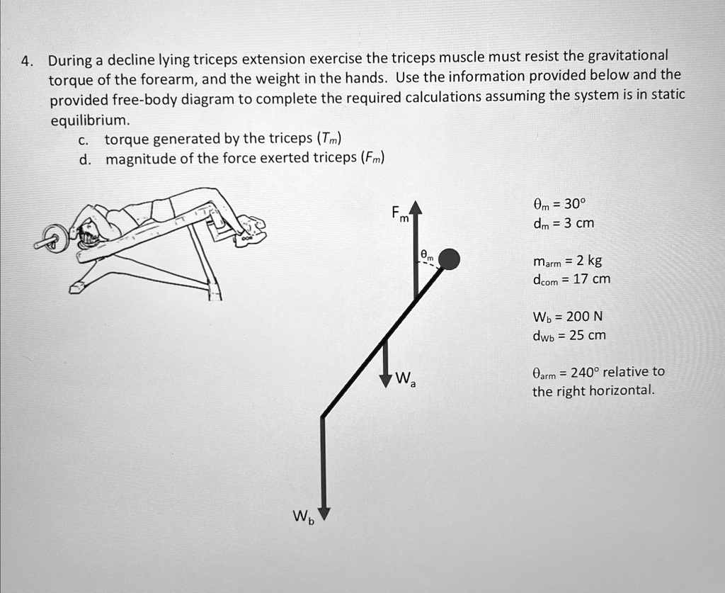 4. During a decline lying triceps extension exercise the triceps muscle ...