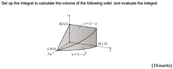 SOLVED: Set up the integral to calculate the volume of the following solid and evaluate the ...