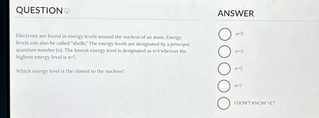 electrons are found in energy levels around the nucleus of an atom ...