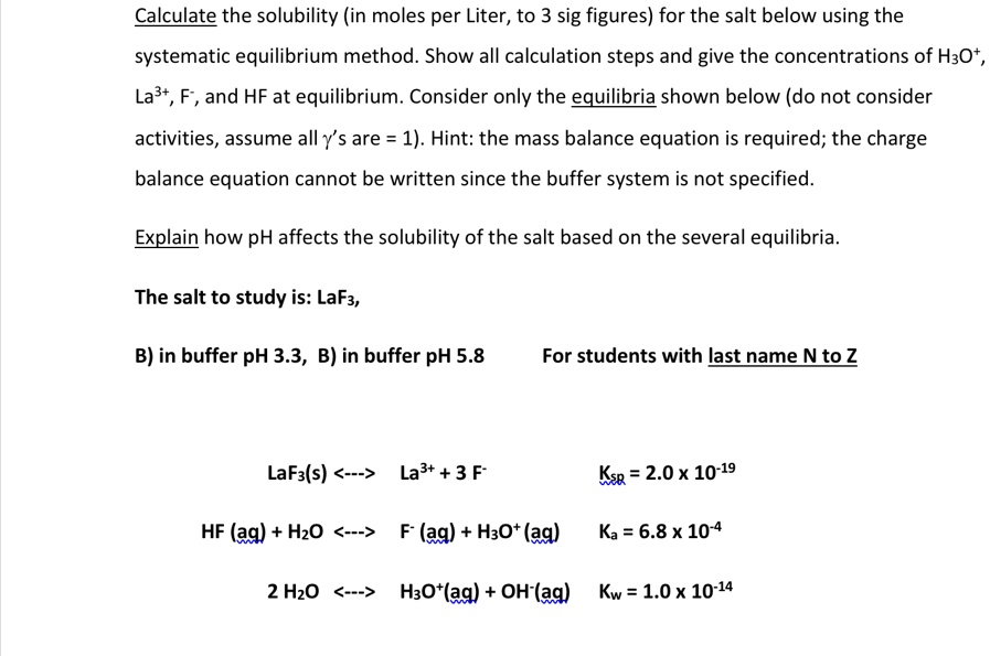 SOLVED: Calculate the solubility (in moles per Liter, to 3 sig figures ...